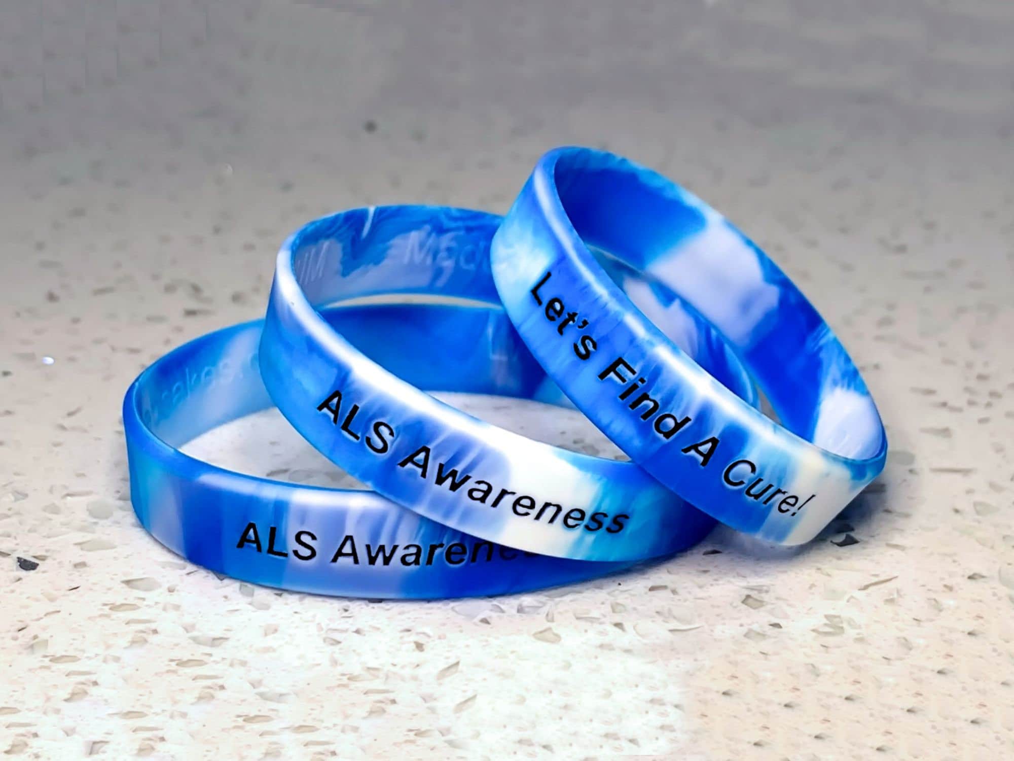 ALS Awareness Wristband Bracelet Blue White Swirl Silicone Survivor ...