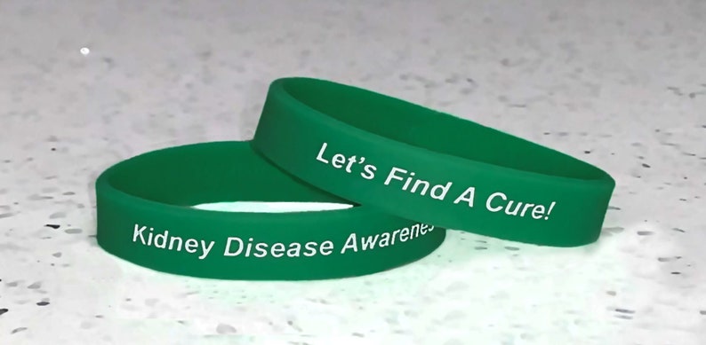 Kidney Disease Awareness Silicone Wristband Bracelet Green, Sizes Small ...