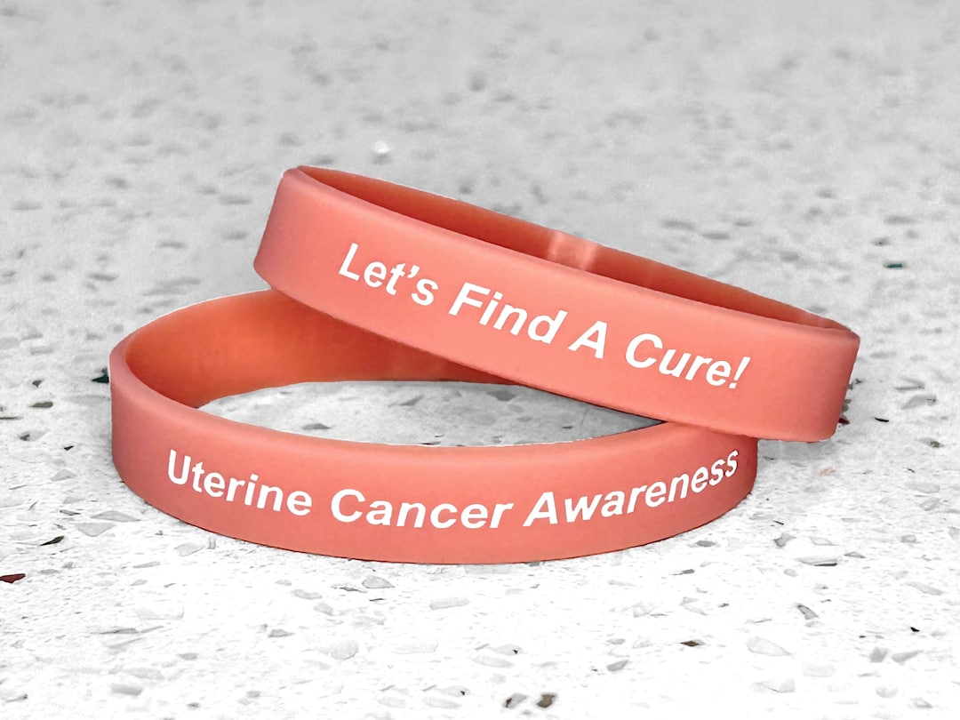 Uterine Cancer Awareness Wristband Bracelet Peach Silicone Survivor ...
