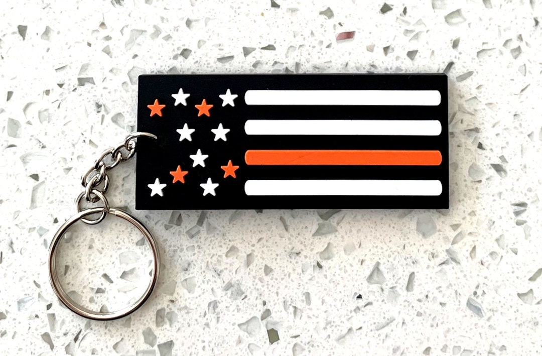 Thin Orange Line American Flag Keychains ~ Support Active & Retired ...