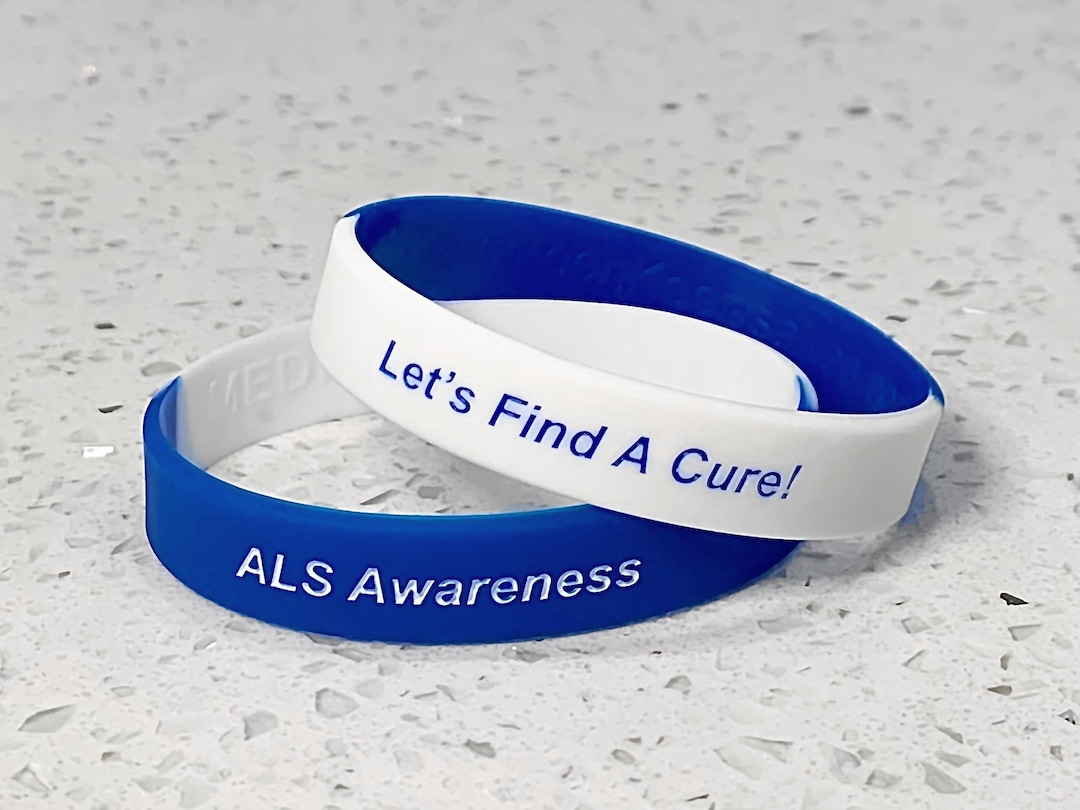 ALS Awareness Wristband Bracelet Blue White Survivor Support Gift ...