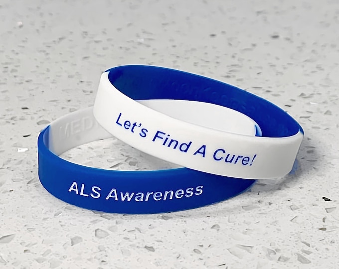 ALS Awareness Wristband Bracelet Blue White Survivor Support Gift ...