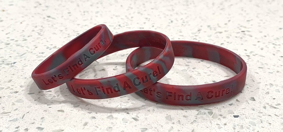 10 "let's Find a Cure!" Red and Gray Silicone Wristband Bracelets ...