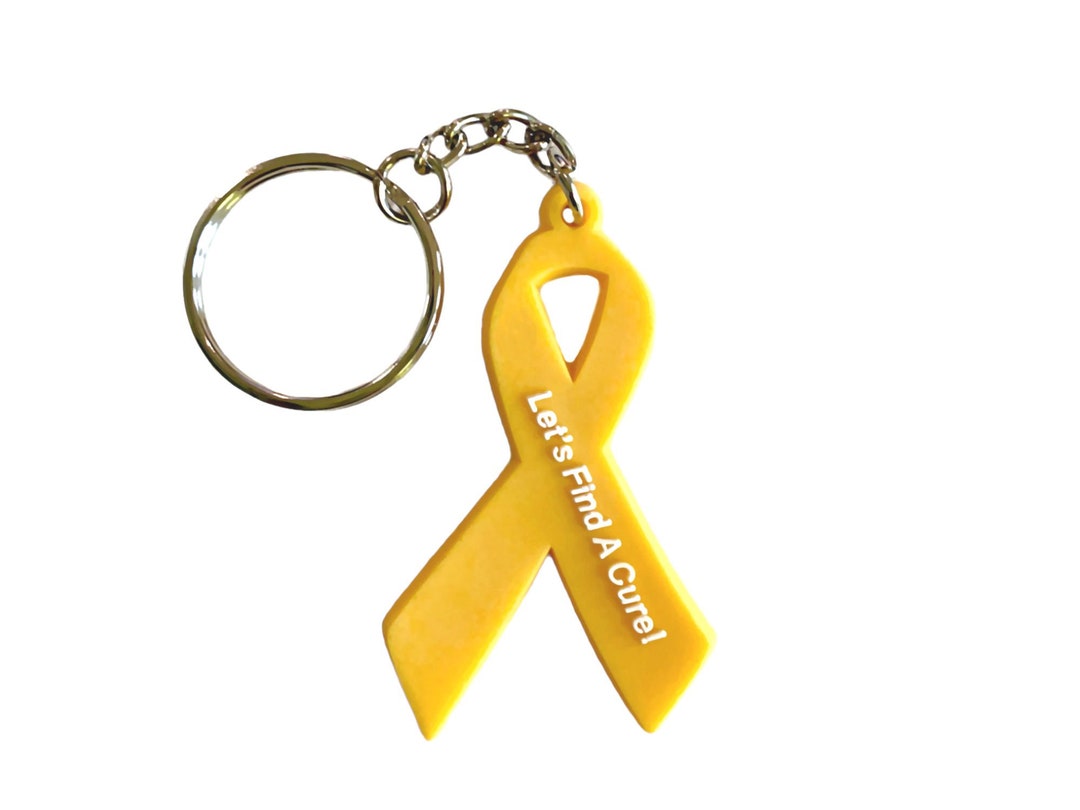 Let's Find A Cure Yellow Awareness Ribbon Keychain Color for Pediatric ...