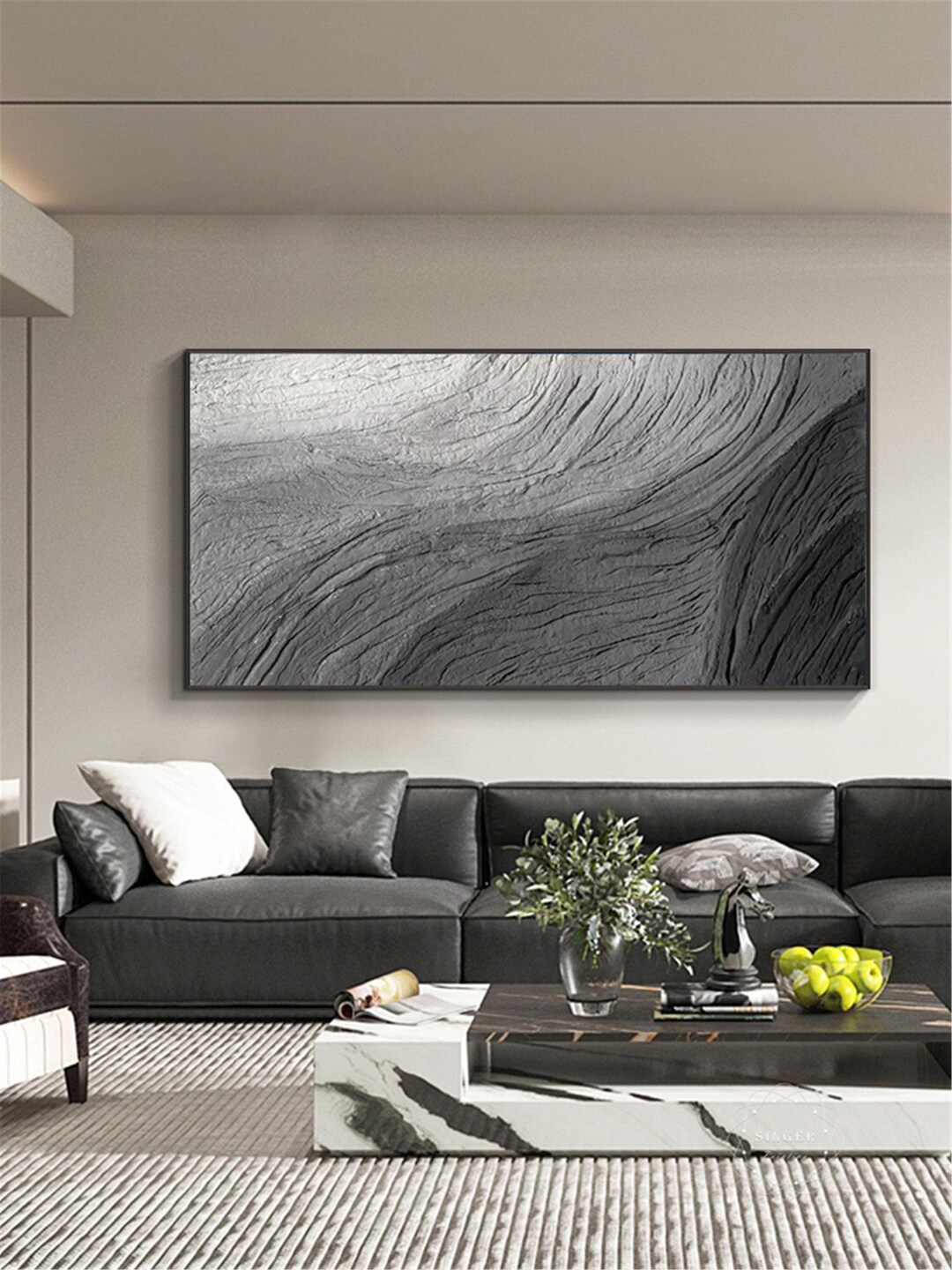 3D Texture Abstract Painting on Canvas Wall Art Framed for - Etsy