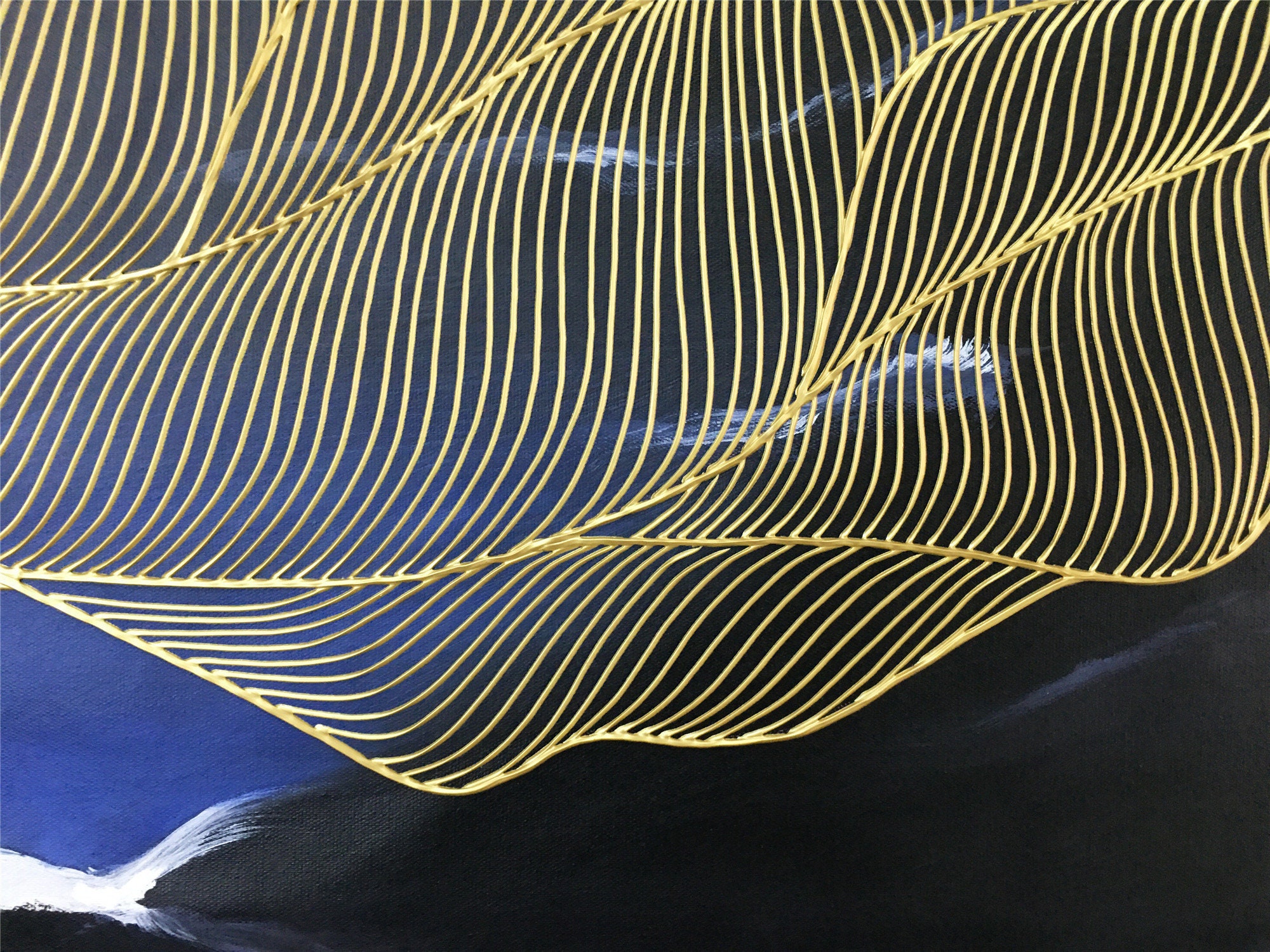 Gold Lines Abstract Painting on Canvas Wall Art Picture for - Etsy