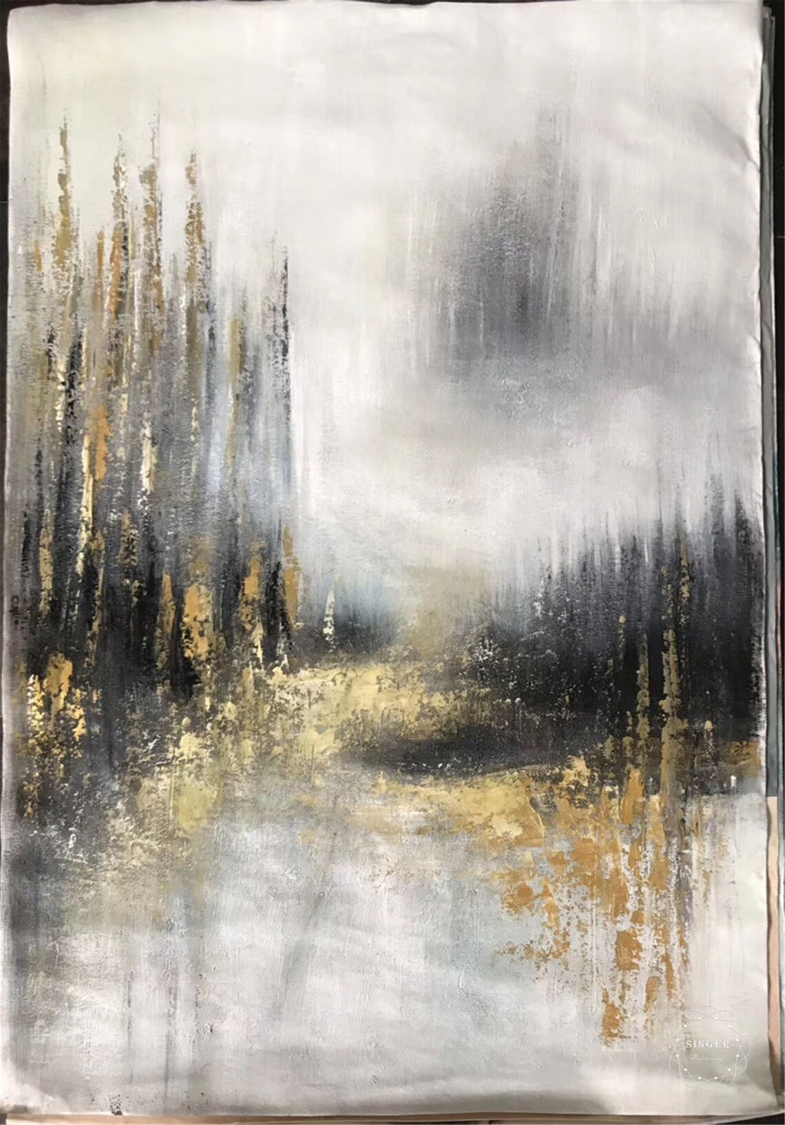 Gold Art Canvas Abstract Painting Wall Art Wall Decor for - Etsy