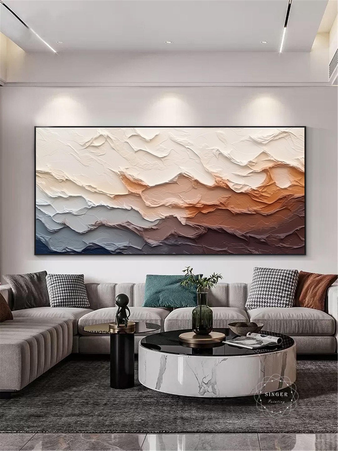 3D Textured Abstract Painting on Canvas, Framed Wall Art - Etsy