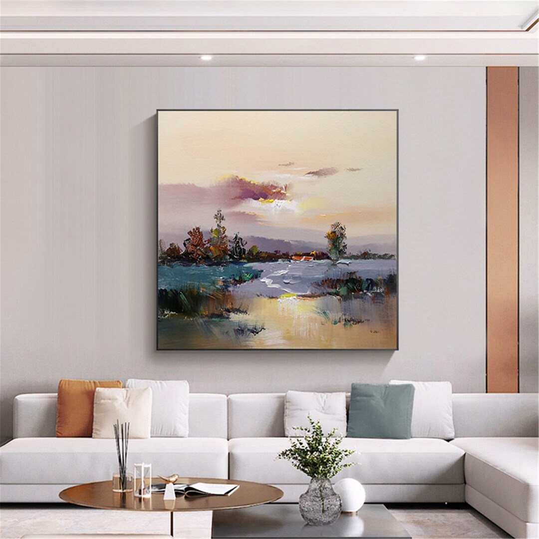 Orange Color Abstract Painting on Canvas Wall Art Framed for - Etsy
