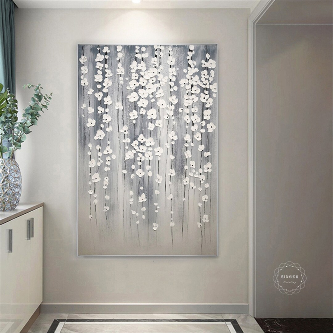 Original Texture Flower Abstract Painting on Canvas Framed - Etsy