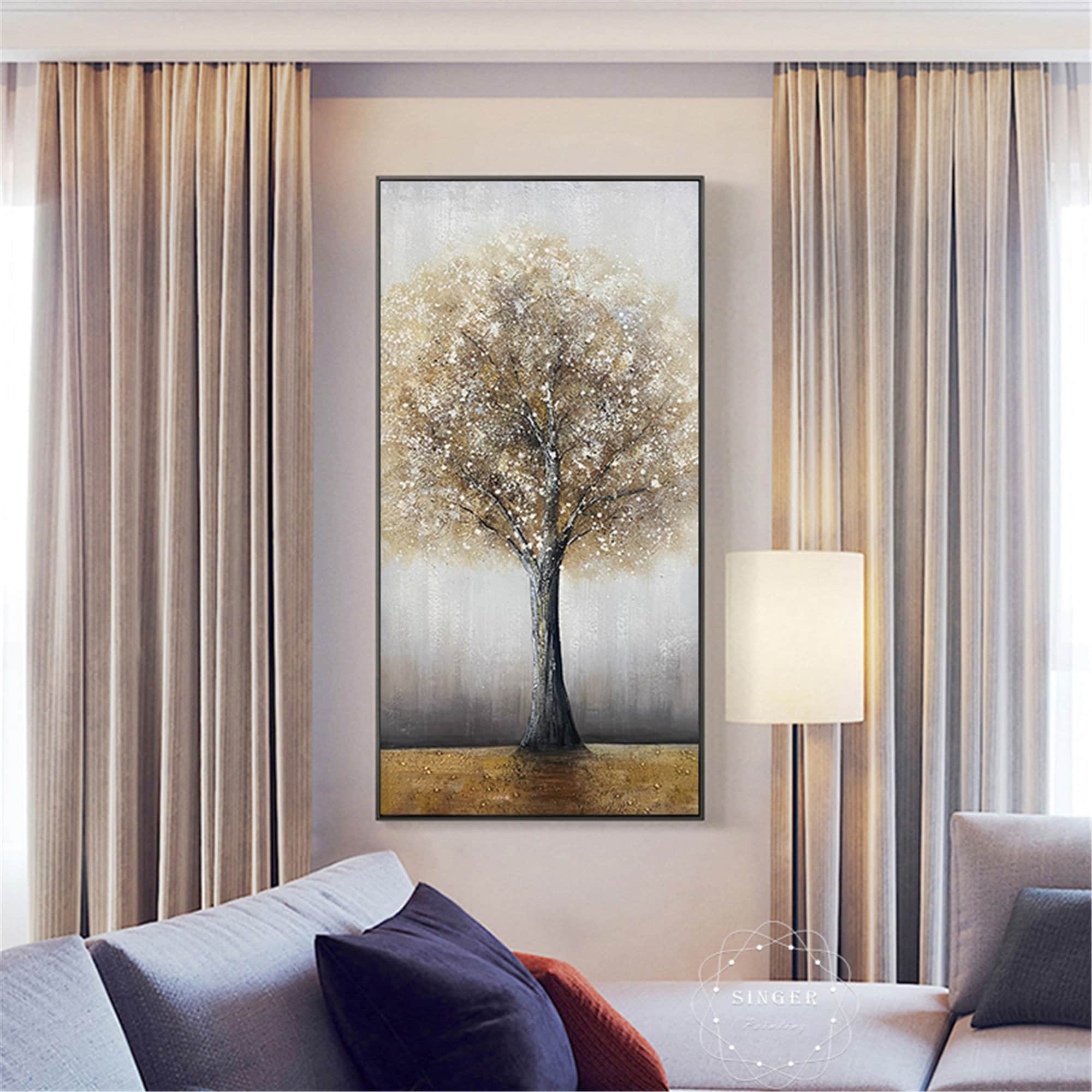 Abstract Tree Painting Canvas Wall Art Pictures for Living - Etsy
