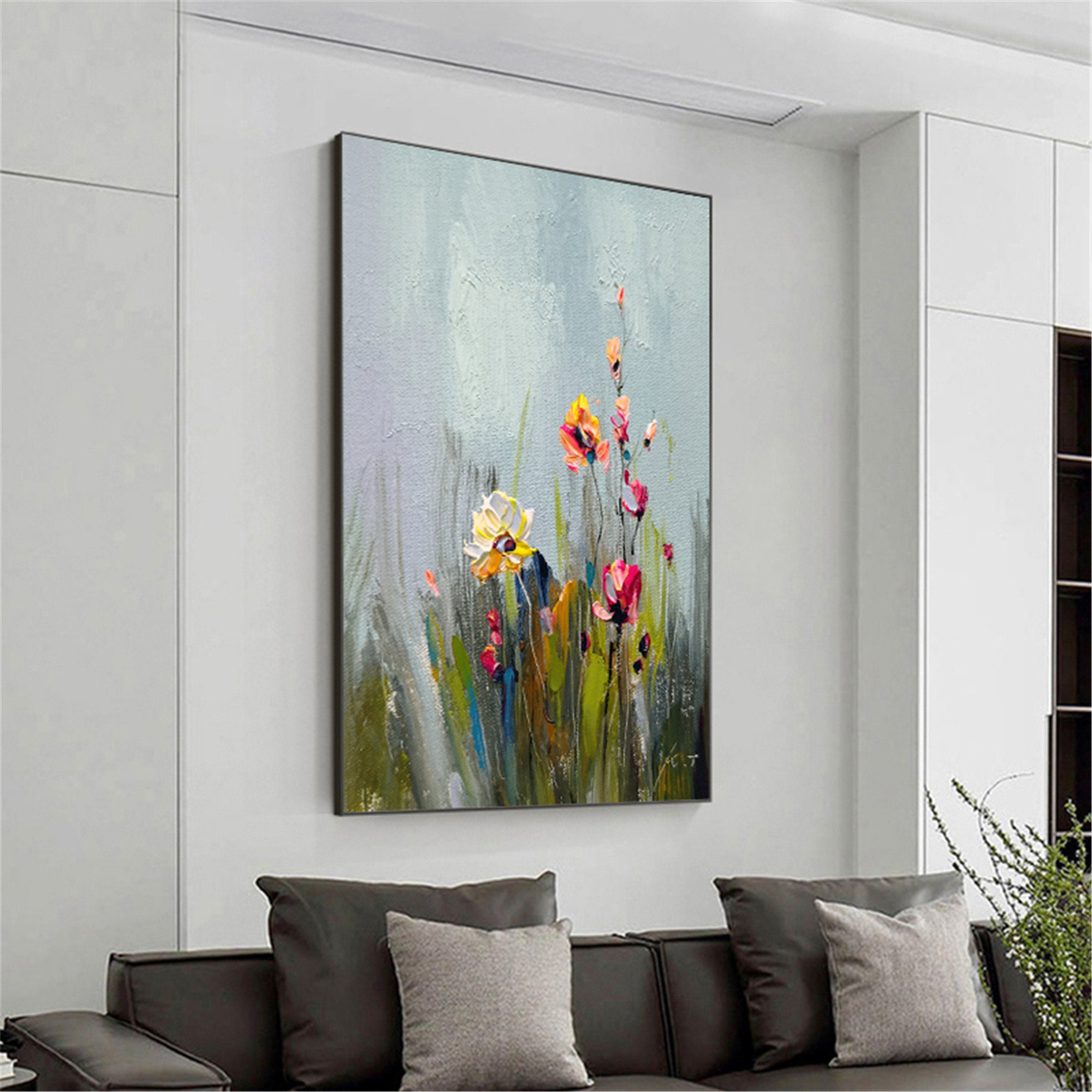 Original Pink Flower Abstract Painting on Canvas Wall Art - Etsy