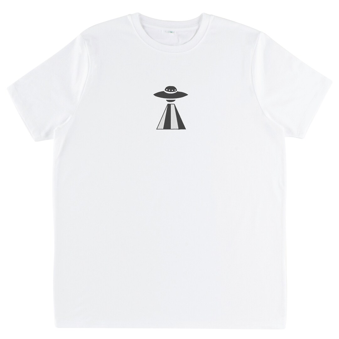 UFO Alien T-shirt - Embroidered Organic Cotton T-shirt - Etsy