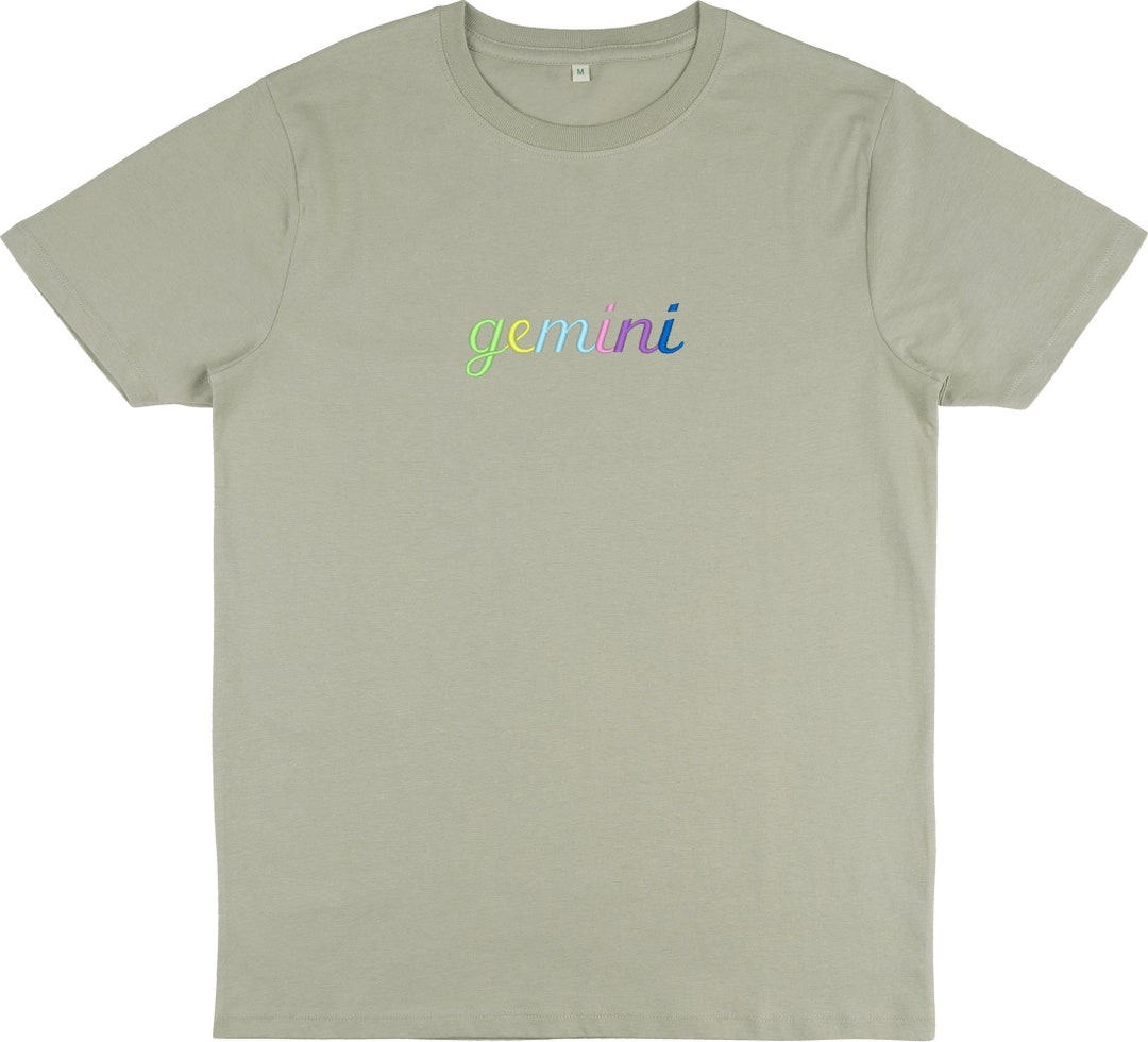 Embroidered Gemini Organic Cotton T-shirt | Astrology Graphic Tee ...