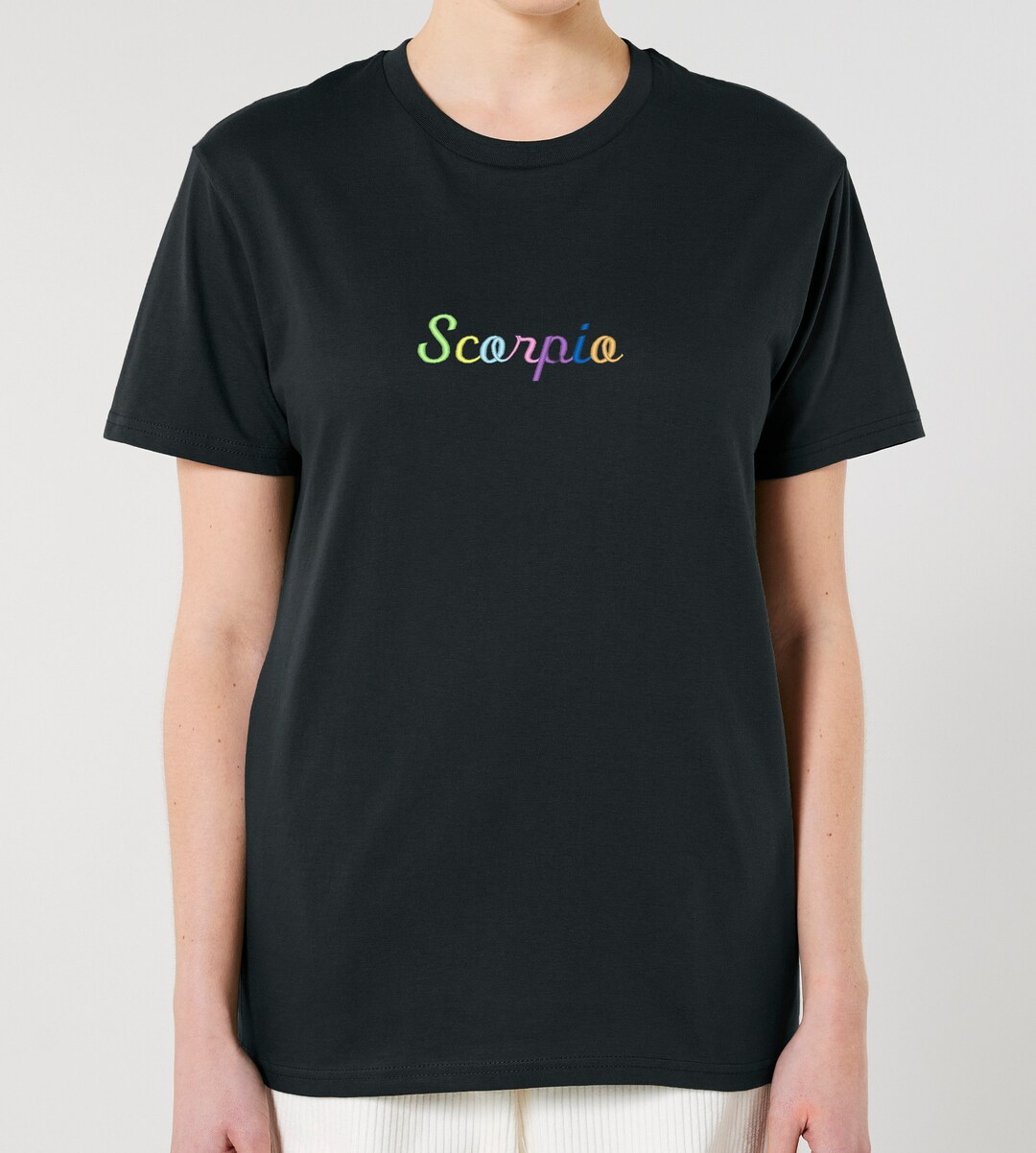 Embroidered Scorpio Organic Cotton T-shirt | Astrology Graphic Tee ...