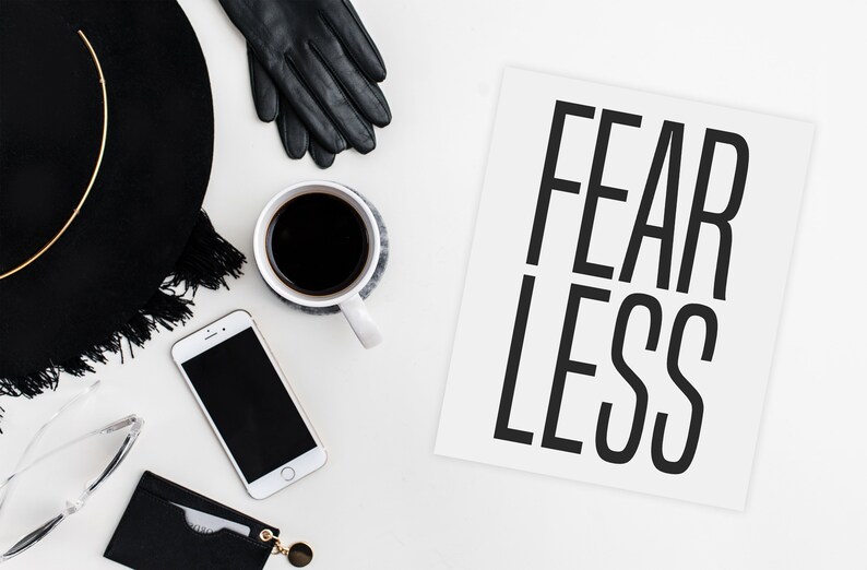 Fear Less Printable Art Motivational Girl Boss Quote - Etsy
