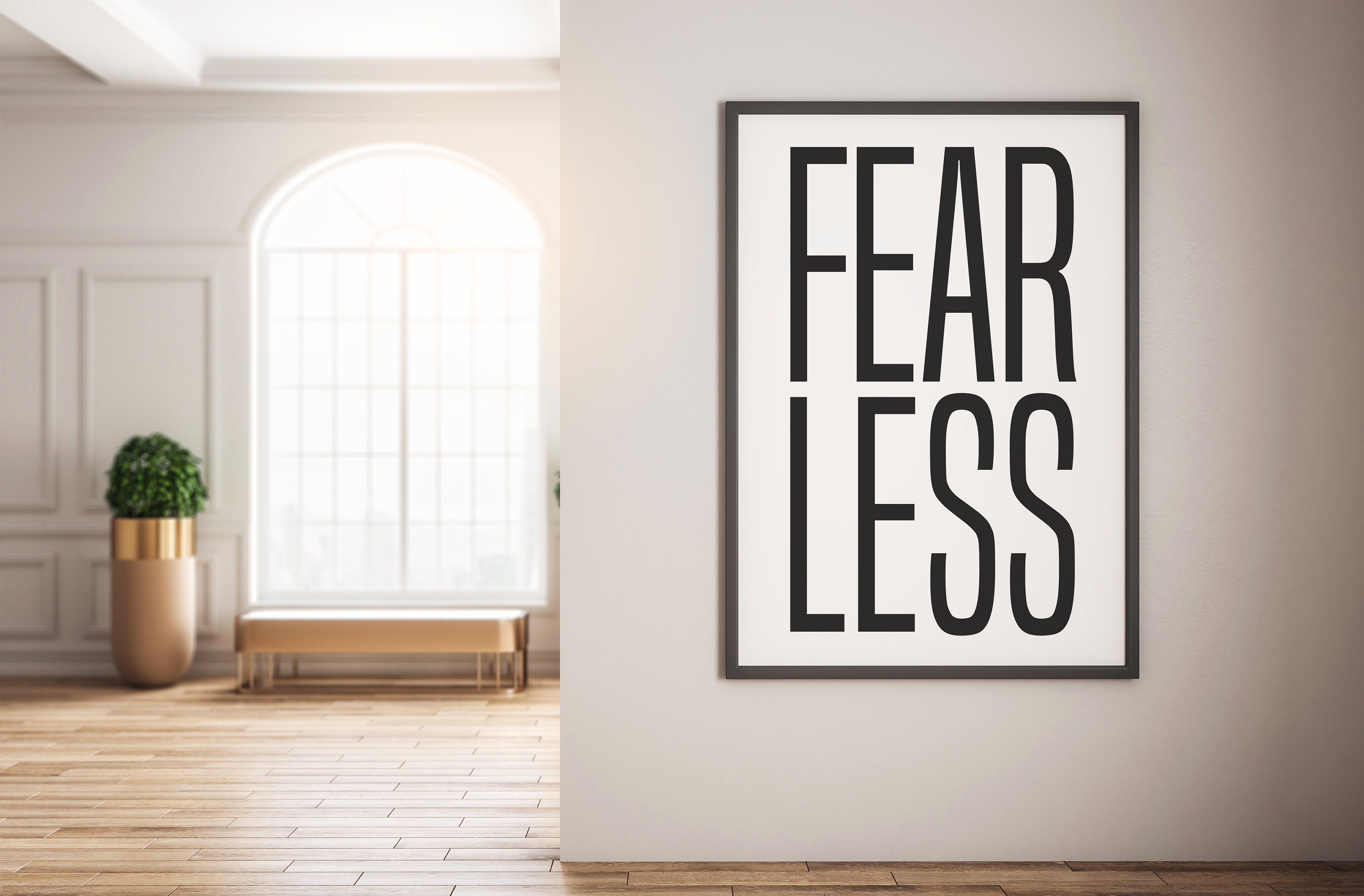 Fear Less Printable Art Motivational Girl Boss Quote Downloadable ...
