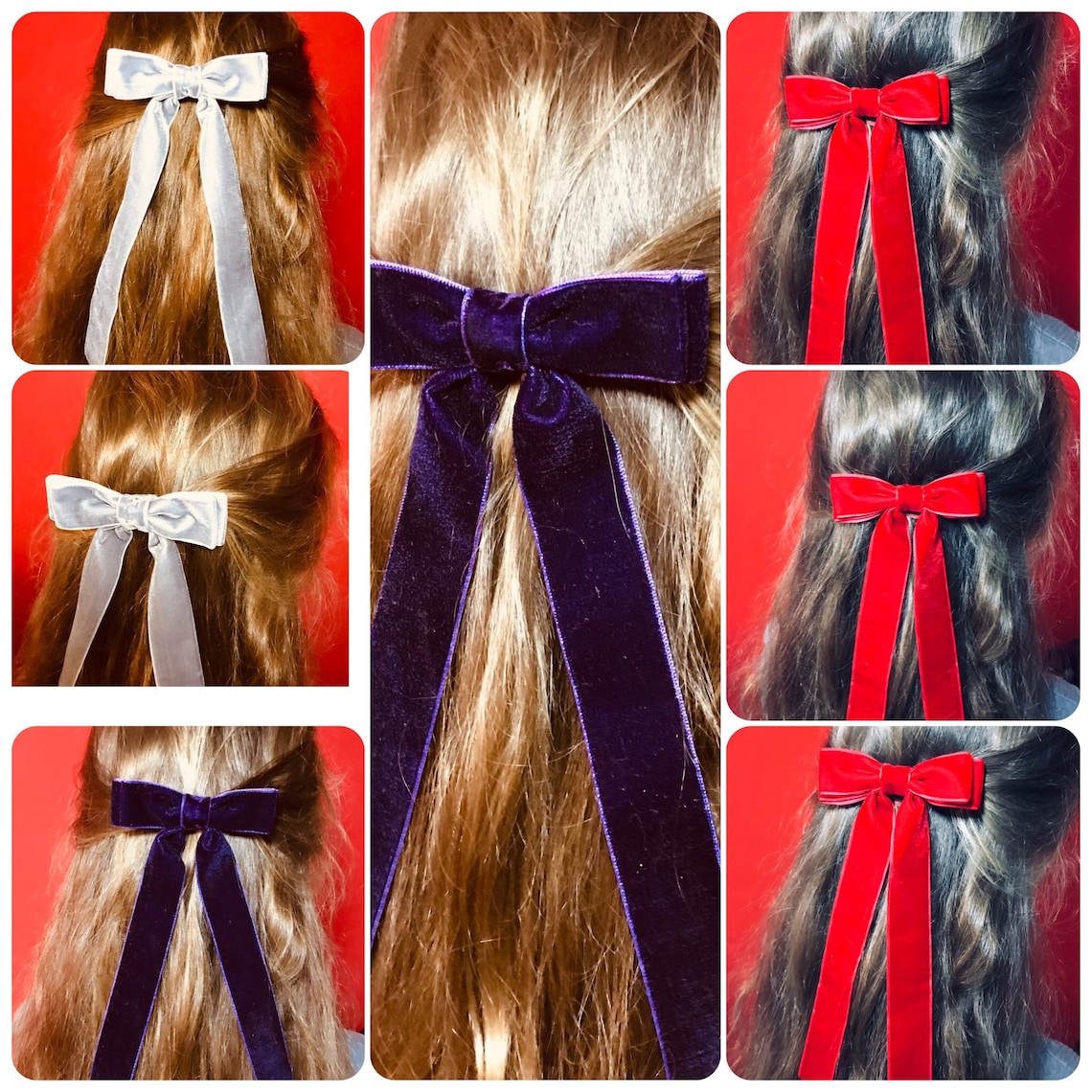 Velvet Hair Bow Red Velvet Bow Blackberry Velvet Hair Bow Grey - Etsy