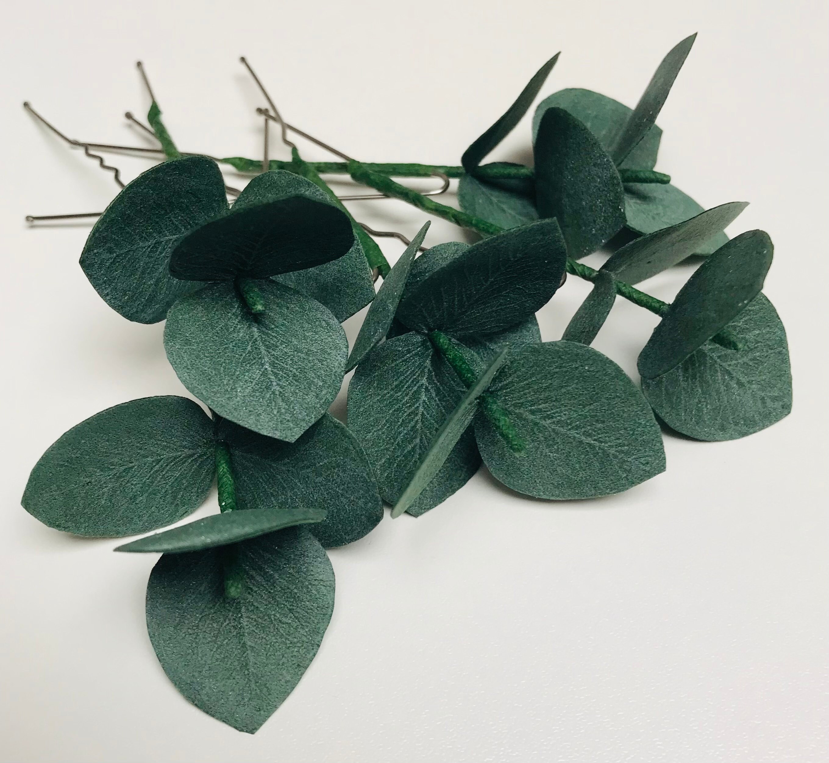 Eucalyptus Hair Pins Dark Green Hair Pins Greenery Hair Pins Bridal ...