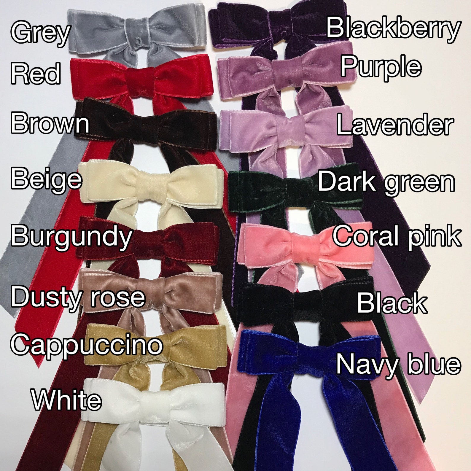 Velvet Hair Bow Red Velvet Bow Blackberry Velvet Hair Bow Grey Velvet ...