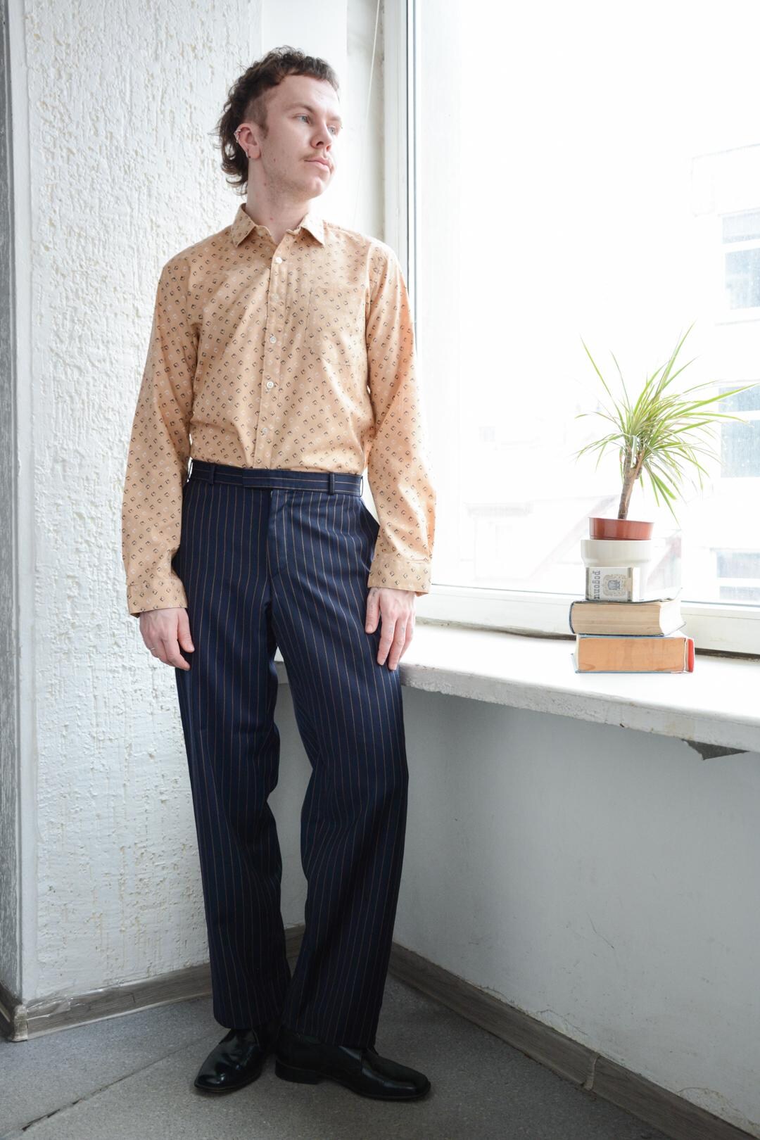 Vintage 70's Navy Blue Wool Blend Pin Stripe Suit Trousers - Etsy