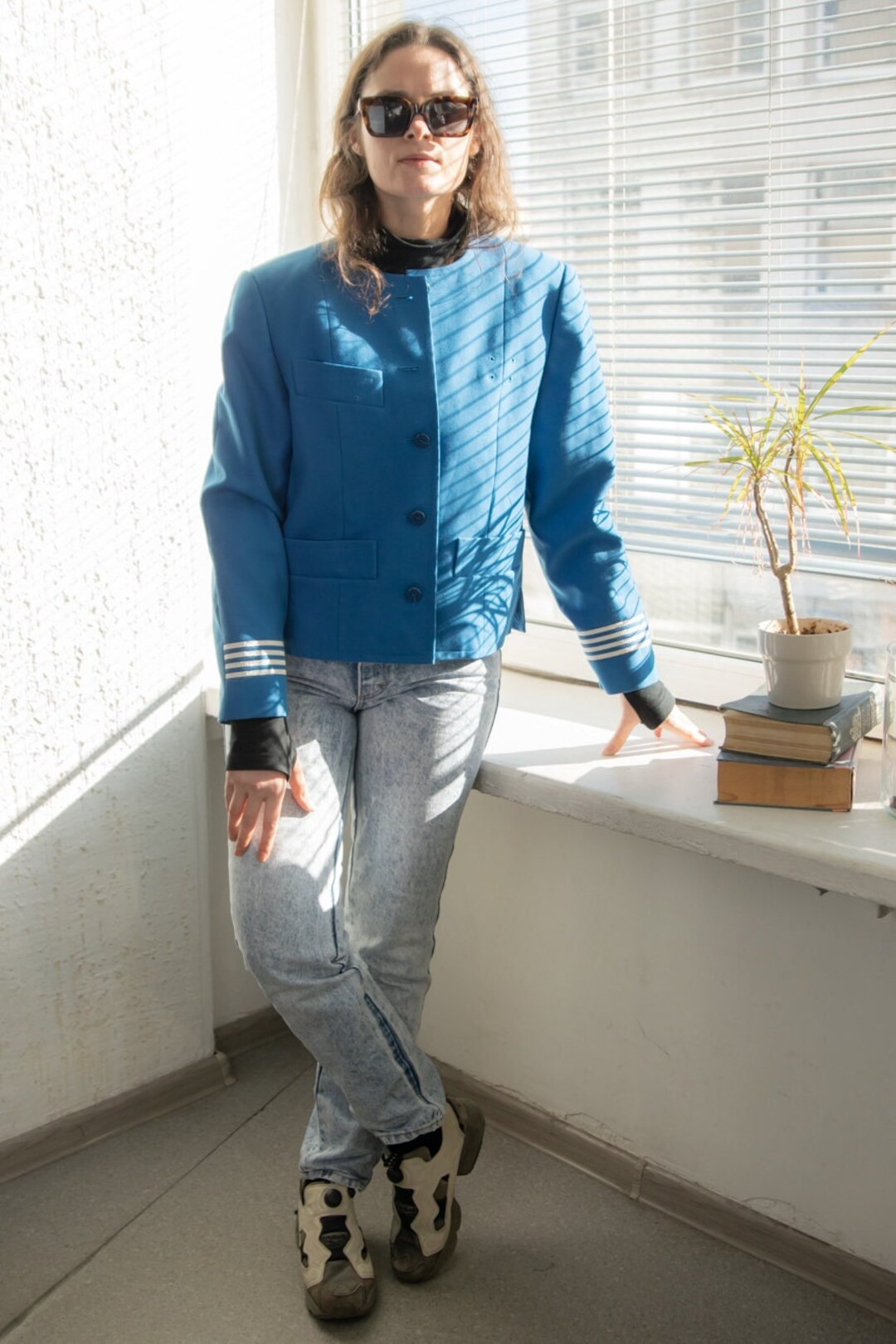 Vintage 80's Blue Wool Jacket - Etsy