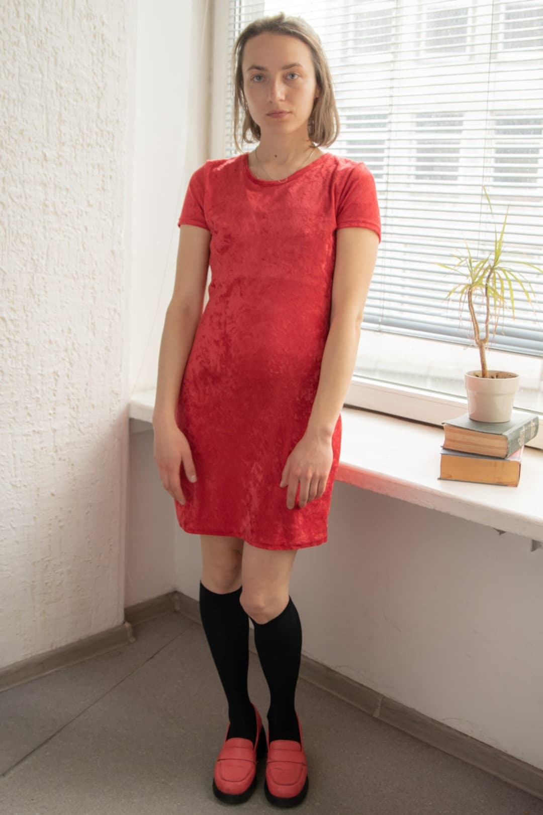 Vintage 80's Red Velvet Mini Dress - Etsy