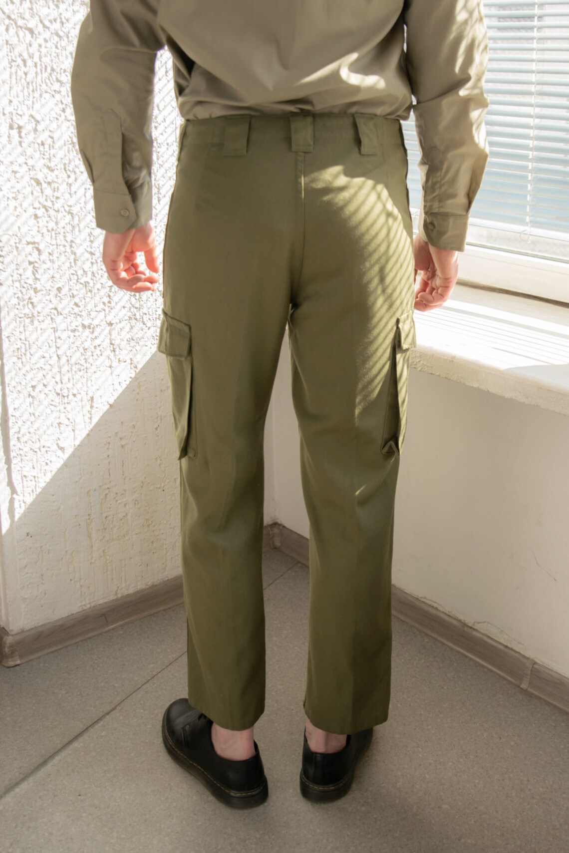 Vintage 80's Green Military Style Khaki Thin Wool Blend - Etsy