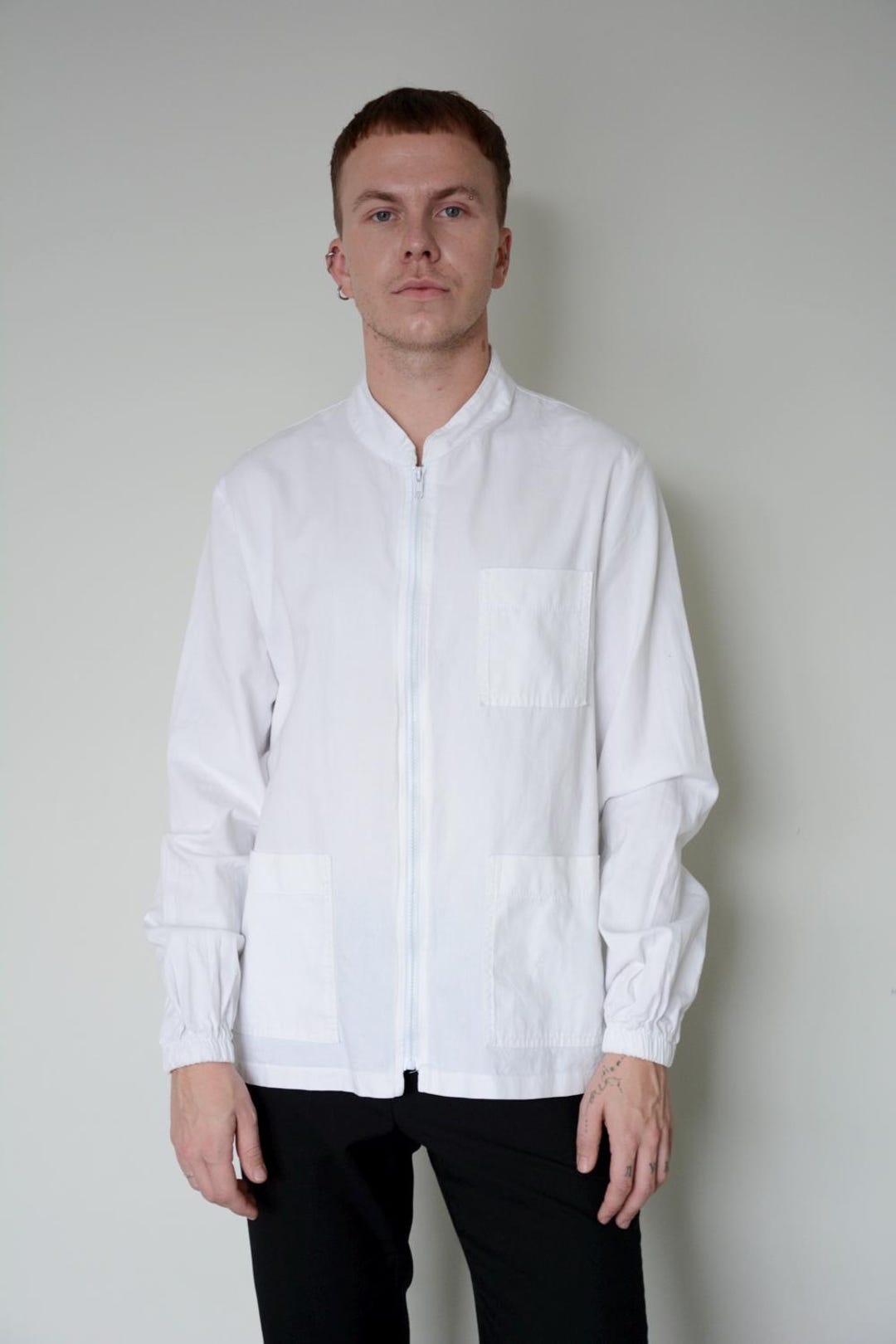 Vintage White Cotton Worker Style Jacket - Etsy