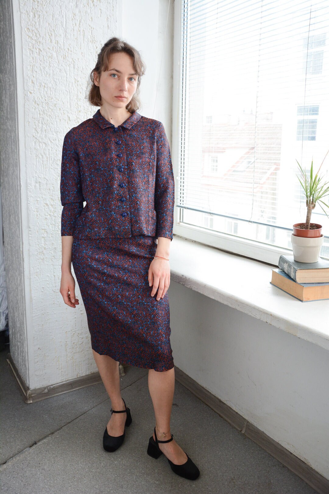 Vintage 60's Authentic Jacquard Skirt and Jacket Set - Etsy