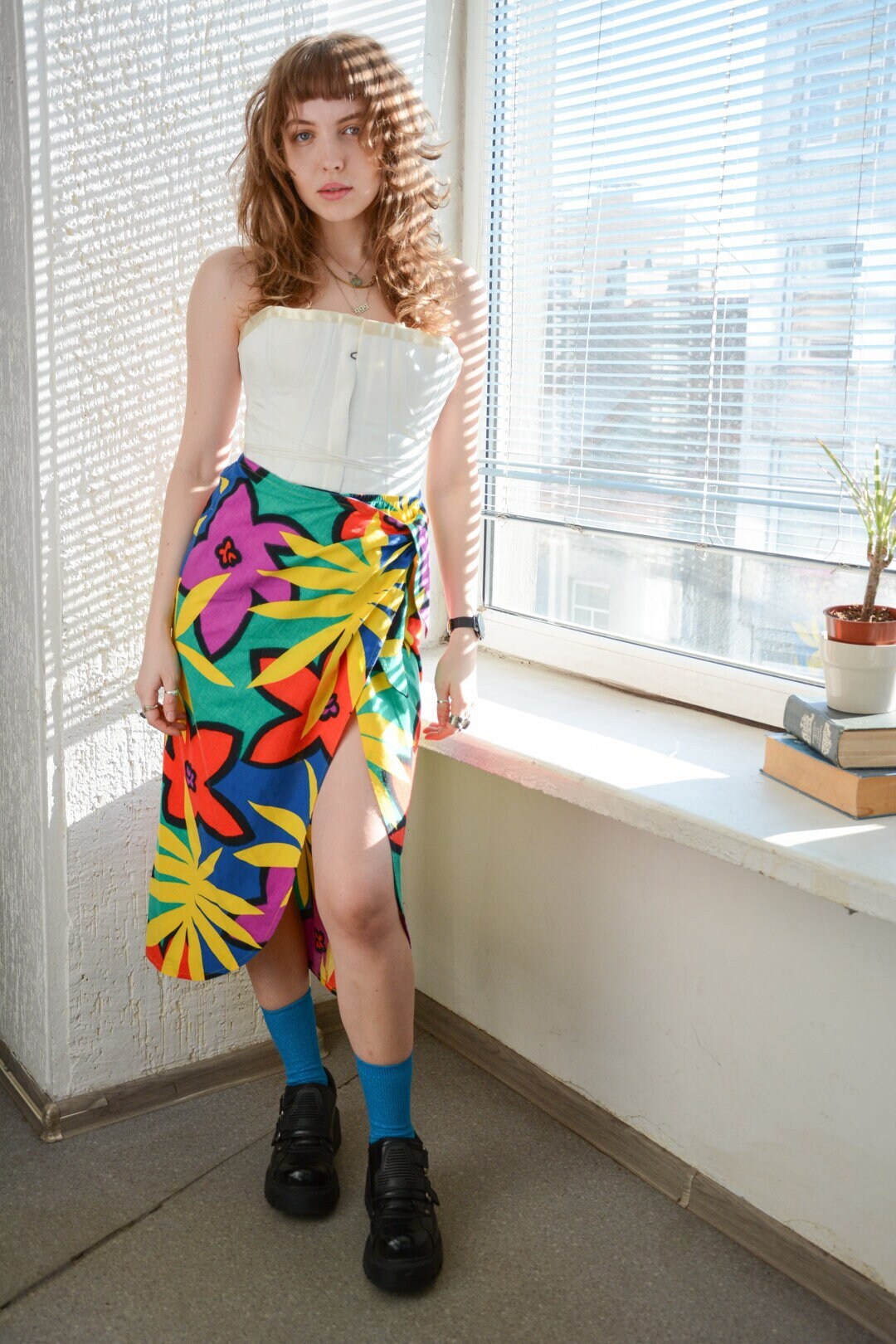 Vintage Multicolour Floral Print Wrap Style Cotton Skirt - Etsy