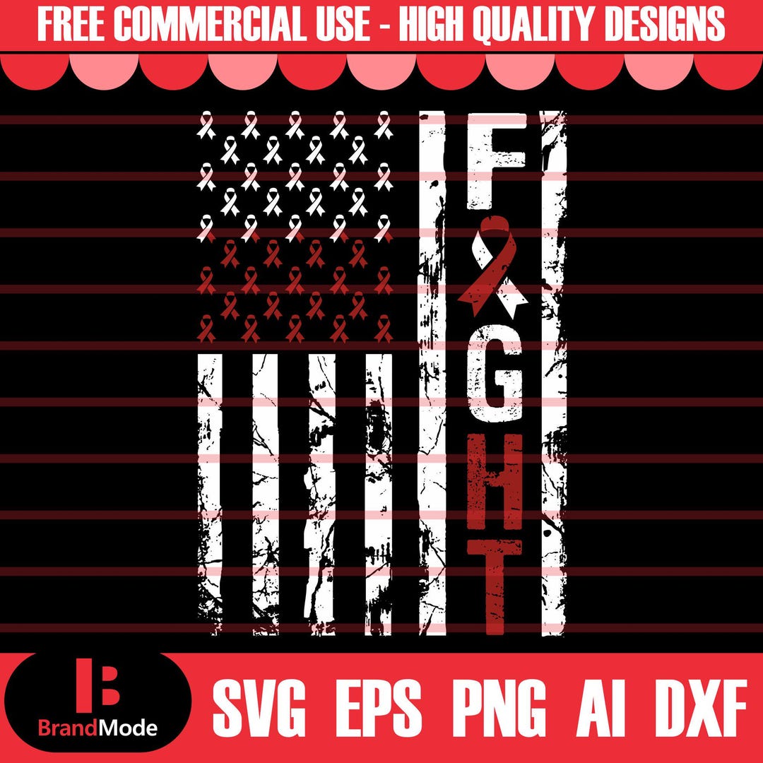 Laryngeal Cancer Fight USA Flag Svg, Cancer Ribbon Svg, Laryngeal ...