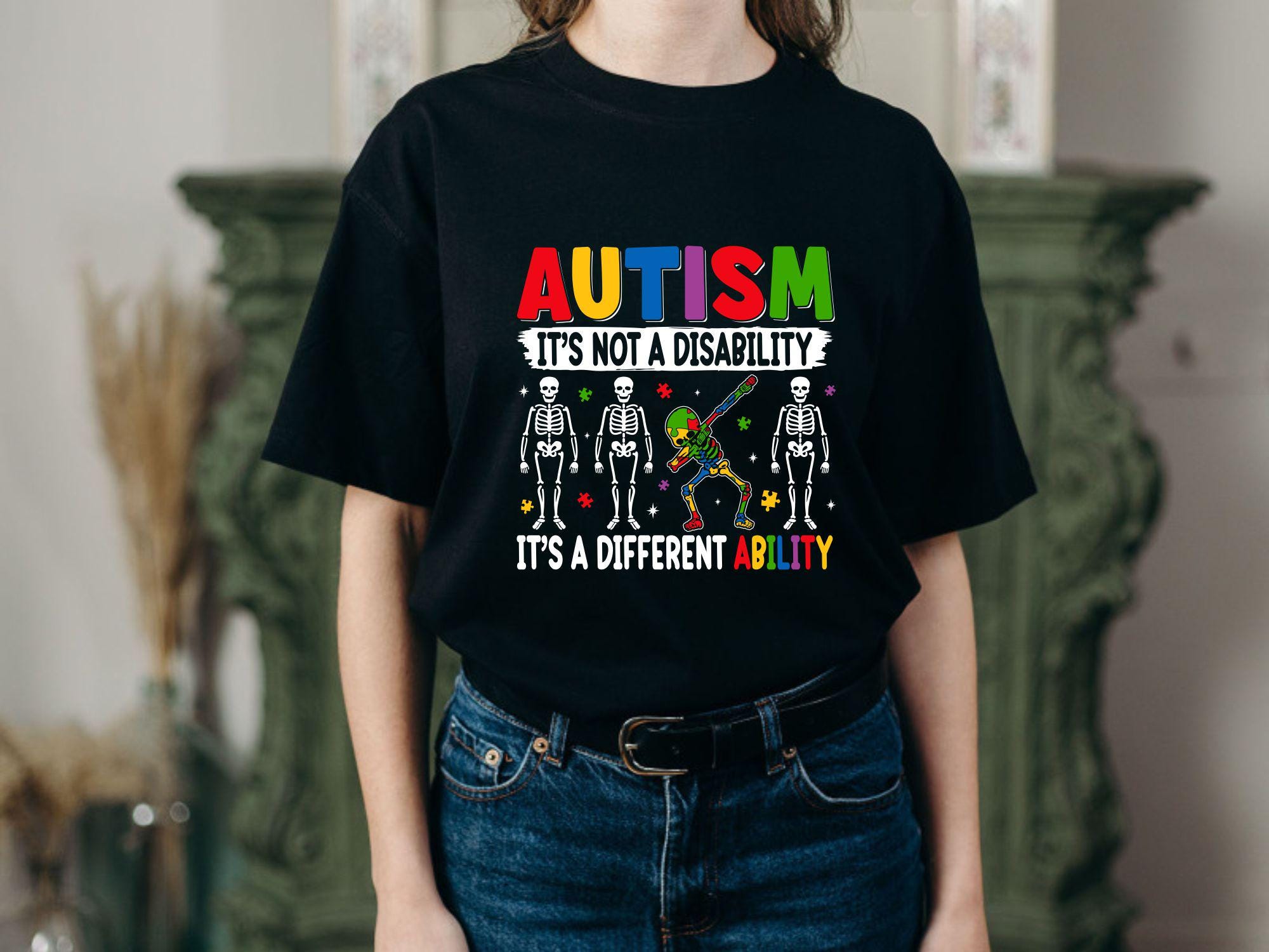 Autism SVG, Dabbing Skeleton SVG, Not A Disability Different Ability ...