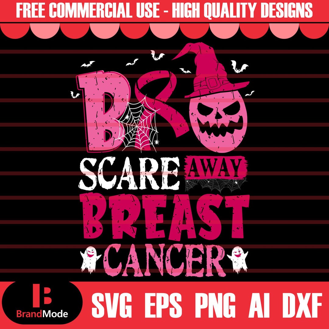 Boo Scare Away Breast Cancer Png Sublimation Design Download, Cancer ...
