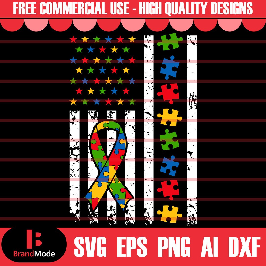 Autism Flag Svg, Autism Svg, Autism Awareness Svg, Autism USA Flag Svg ...