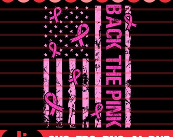 Pink Ribbon USA Flag Svg, Breast Cancer Awareness Flag Svg, Breast ...