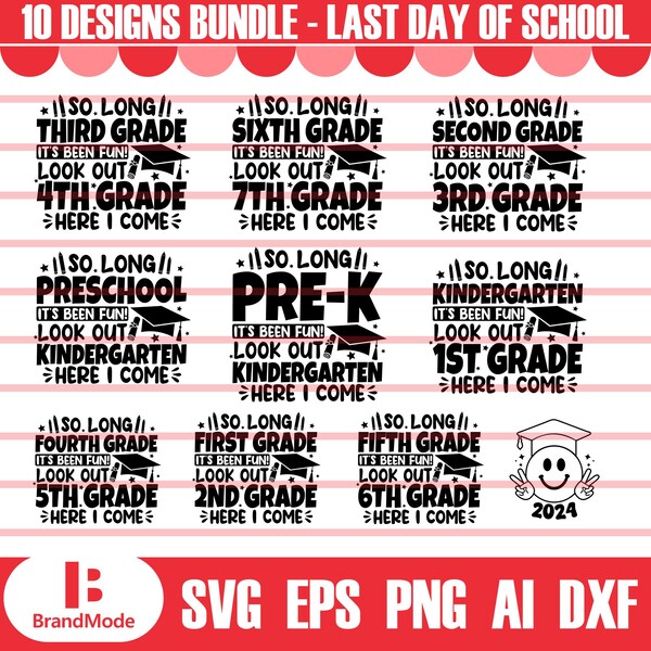 So Long Kindergarten Hello Summer Svg - Etsy