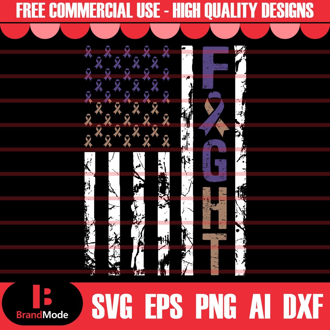 Bladder Cancer Fight USA Flag Svg, Cancer Ribbon Svg, Bladder Cancer ...