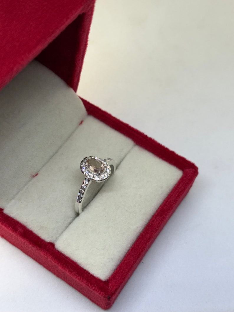 Morganite Proposal Ring/ 925 Sterling Silver Ring/ Birthstone Ring ...