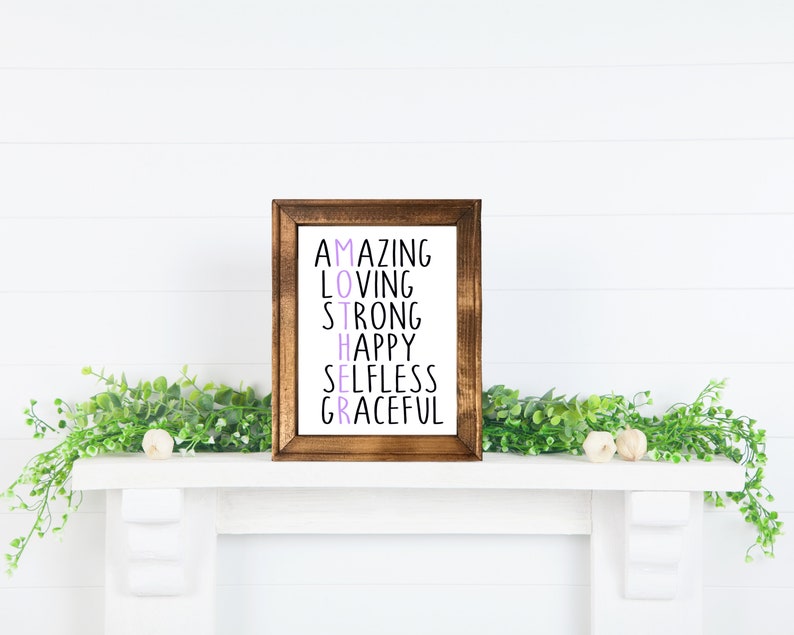 MOTHER Acronym Sign Amazing Loving Strong Happy Selfless - Etsy