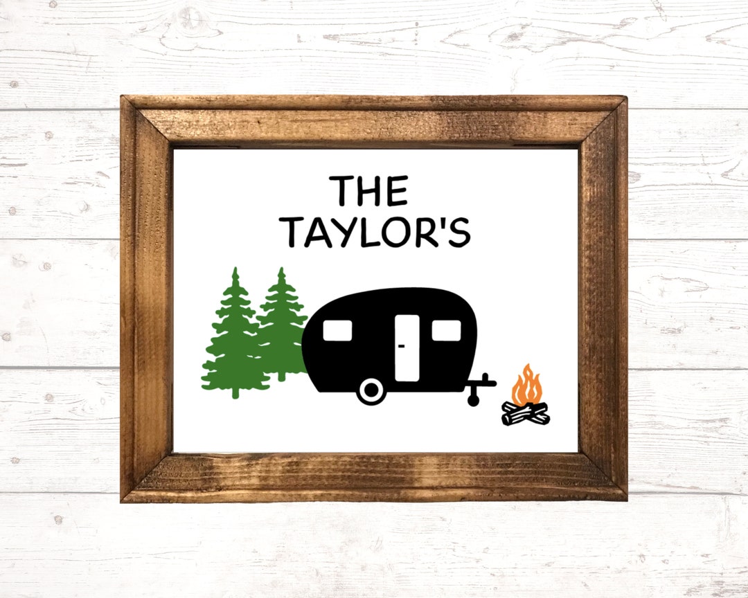 Personalized Camp Trailer Camping Sign Name Personalization 10x10 ...