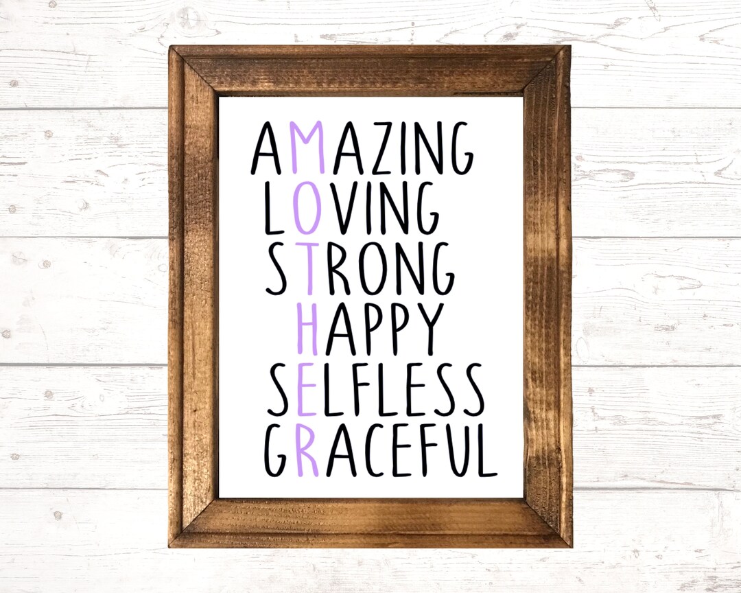 MOTHER Acronym Sign Amazing Loving Strong Happy Selfless - Etsy