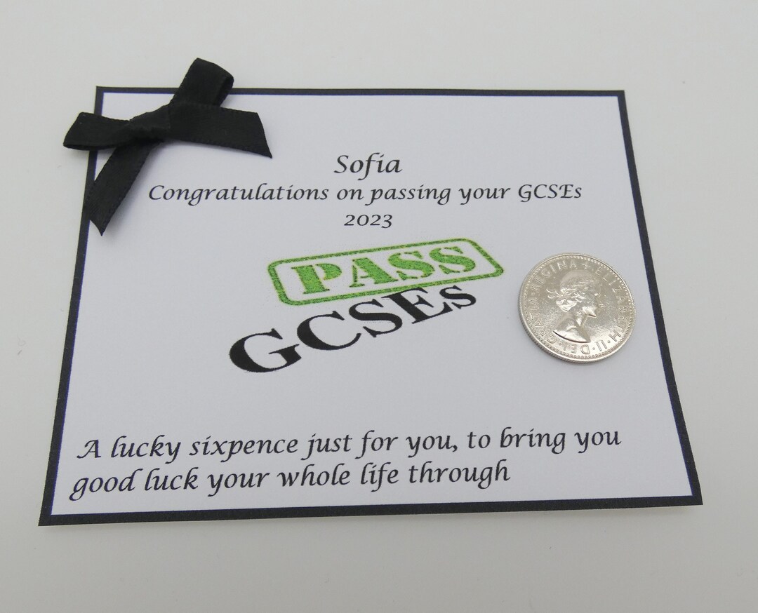 GCSE Results Card. Lucky Sixpence Card. Congratulations on Passing Your ...