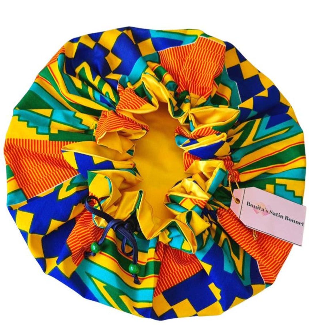 Adjustable African Print Satin Lined Bonnetankara Hair Bonnet With ...
