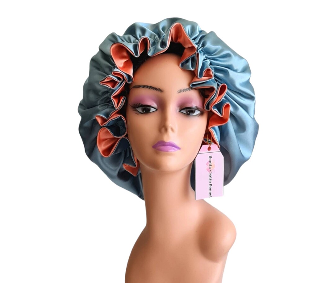 Reversible Ruffle Bonnet | Satin Hair Bonnet | Satin Sleep Bonnet - Etsy