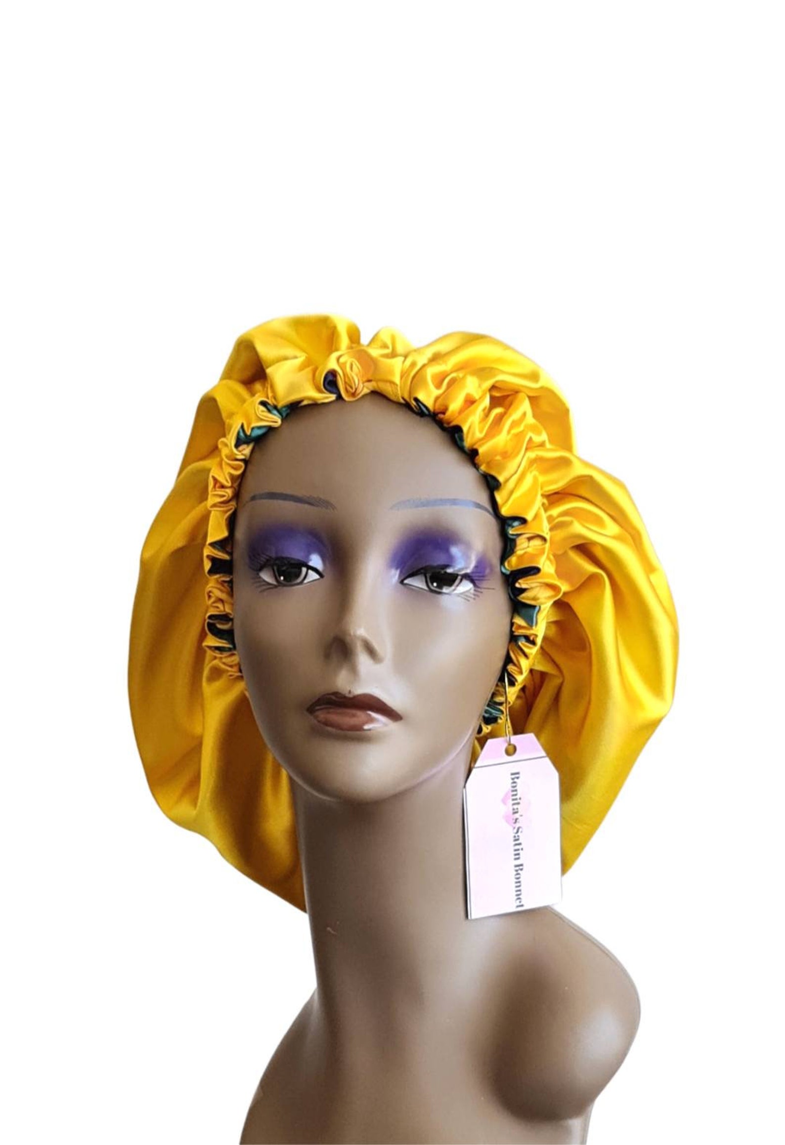 Yellow Reversible Satin Bonnet. | Etsy