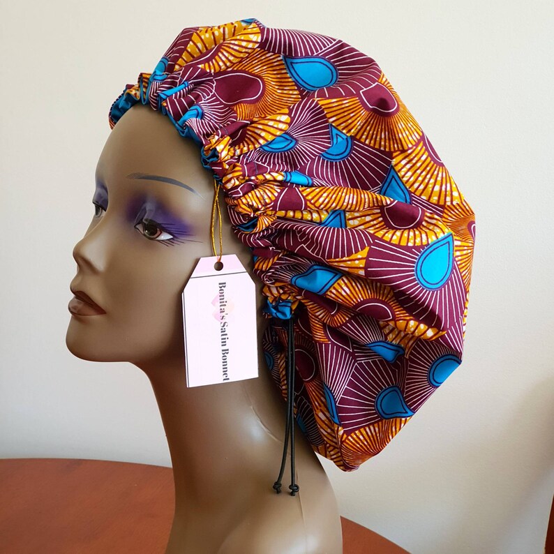 Adjustable Ankara Bonnet|satin Lined Hair Bonnet|women Sleep Cap - Etsy