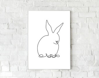 Rabbit Line Art - Etsy