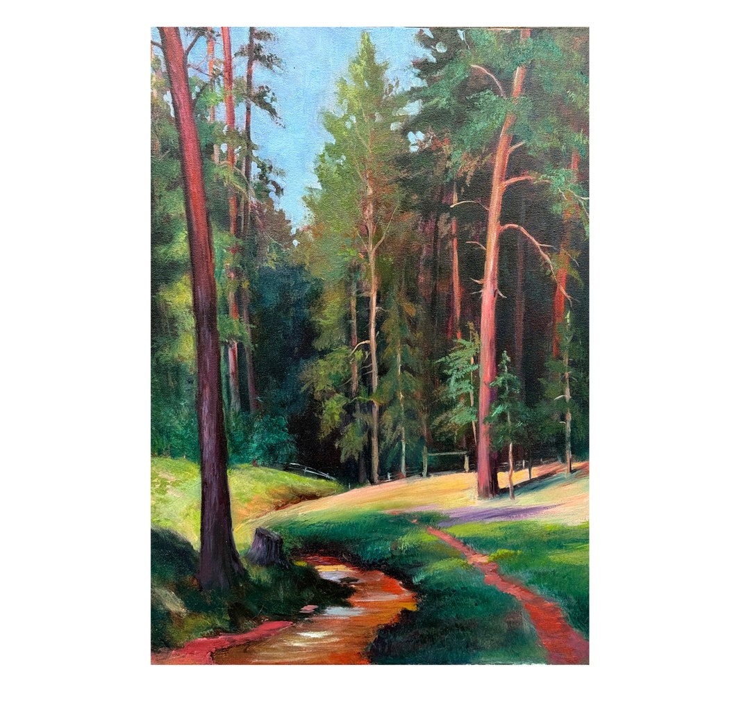 Forest Painting Landscape Original Art Tree Painting Pathway Oil ...