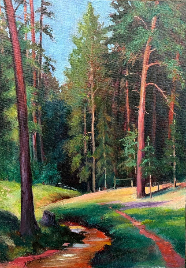 Forest Painting Landscape Original Art Tree Painting Pathway Oil ...